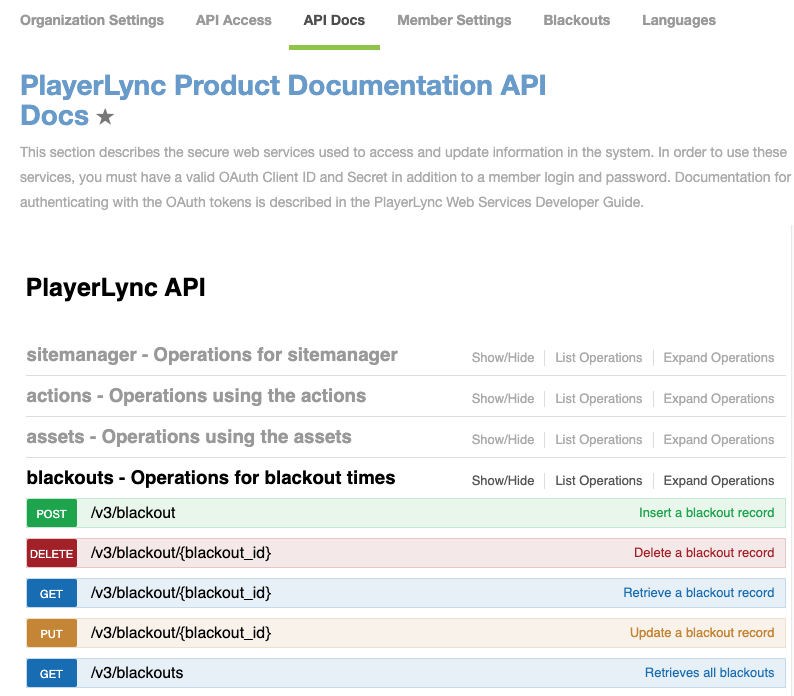Admin - Settings - API Introduction – PlayerLync